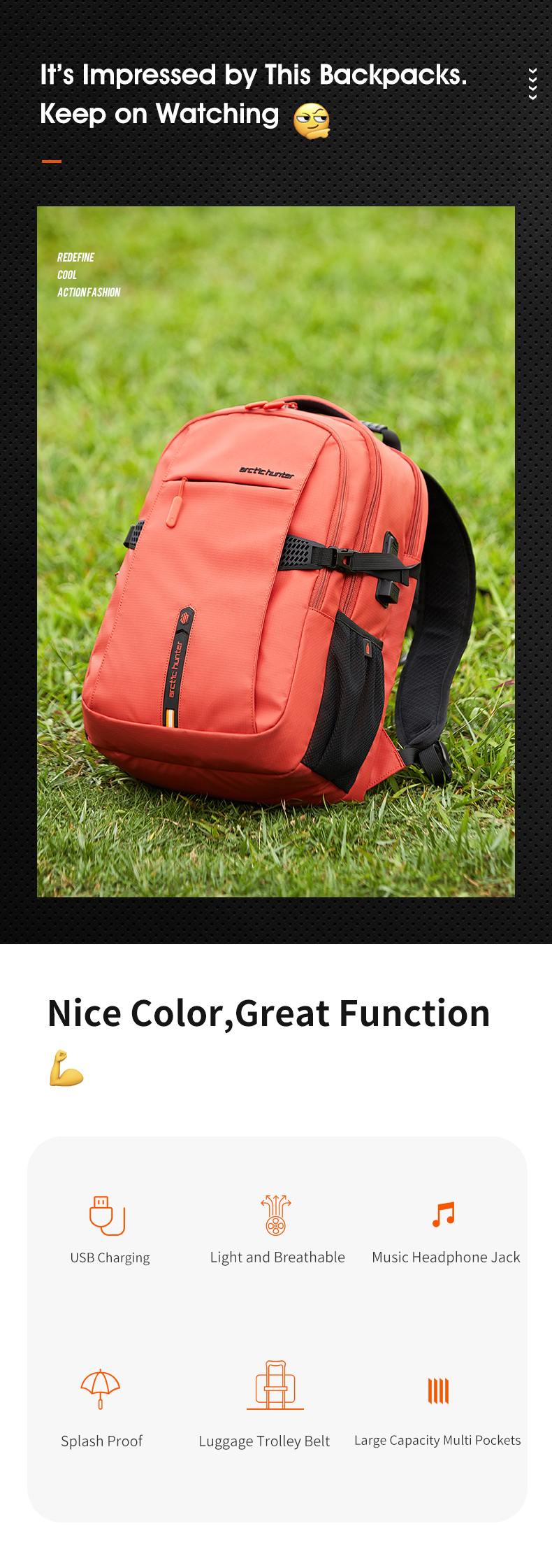 Arctic Hunter B00388 Laptop Backpack - Exec